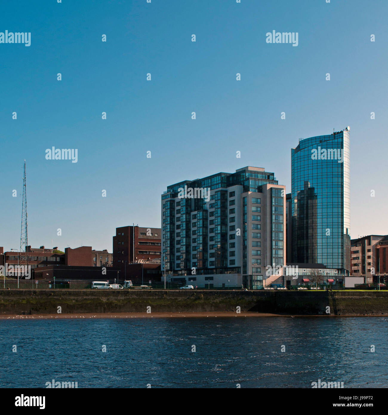 city, town, ireland, irish, urban, limerick, river, water, blue, tower ...