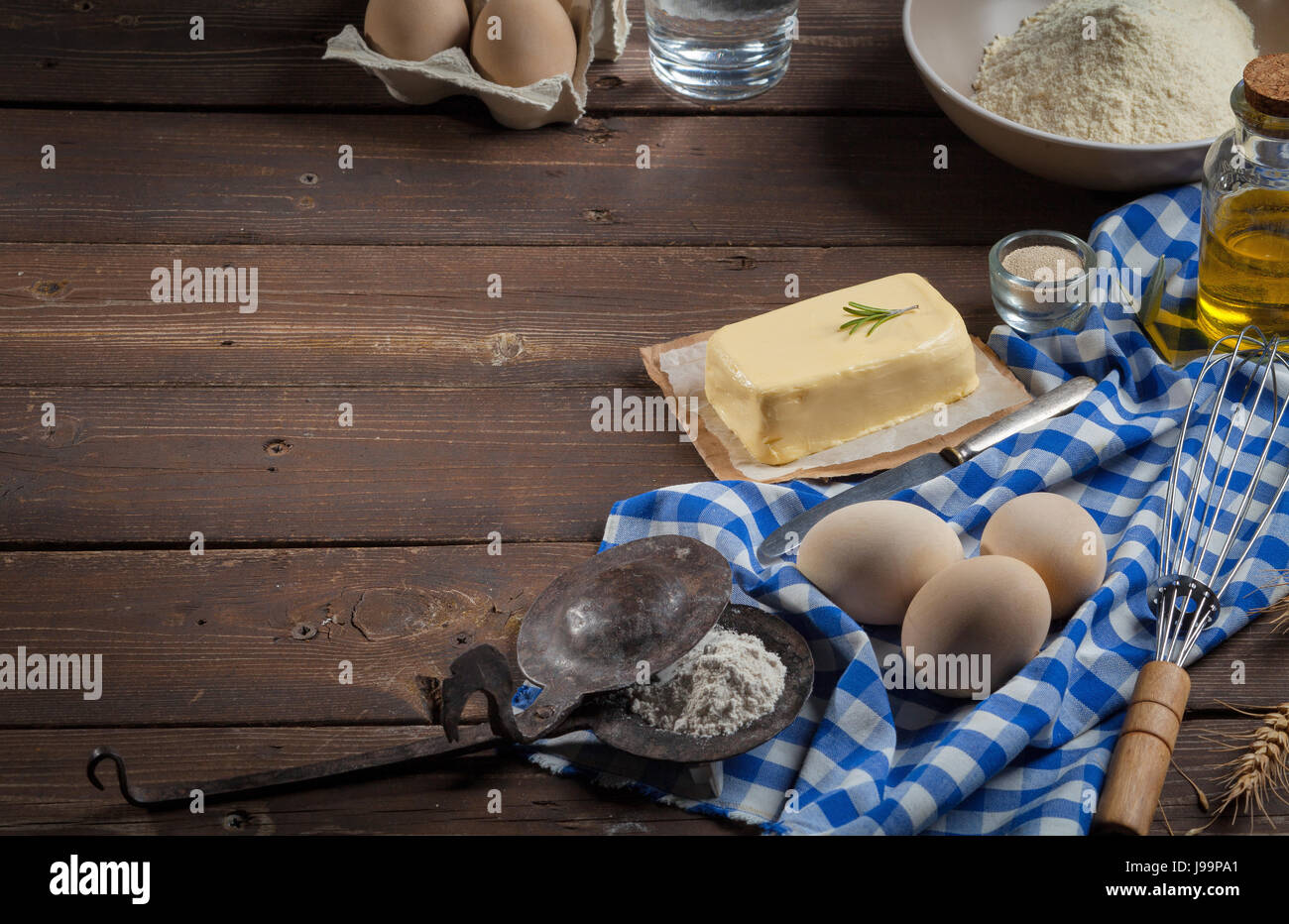 Baking ingredients, Free space for text - Food background Stock Photo ...