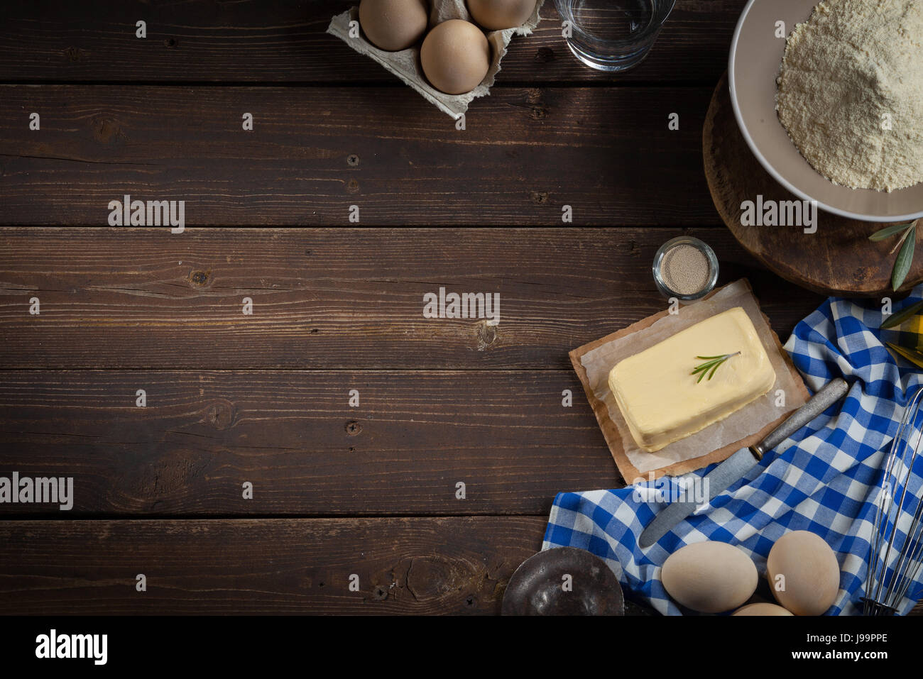 Baking ingredients, Free space for text - Food background Stock Photo ...