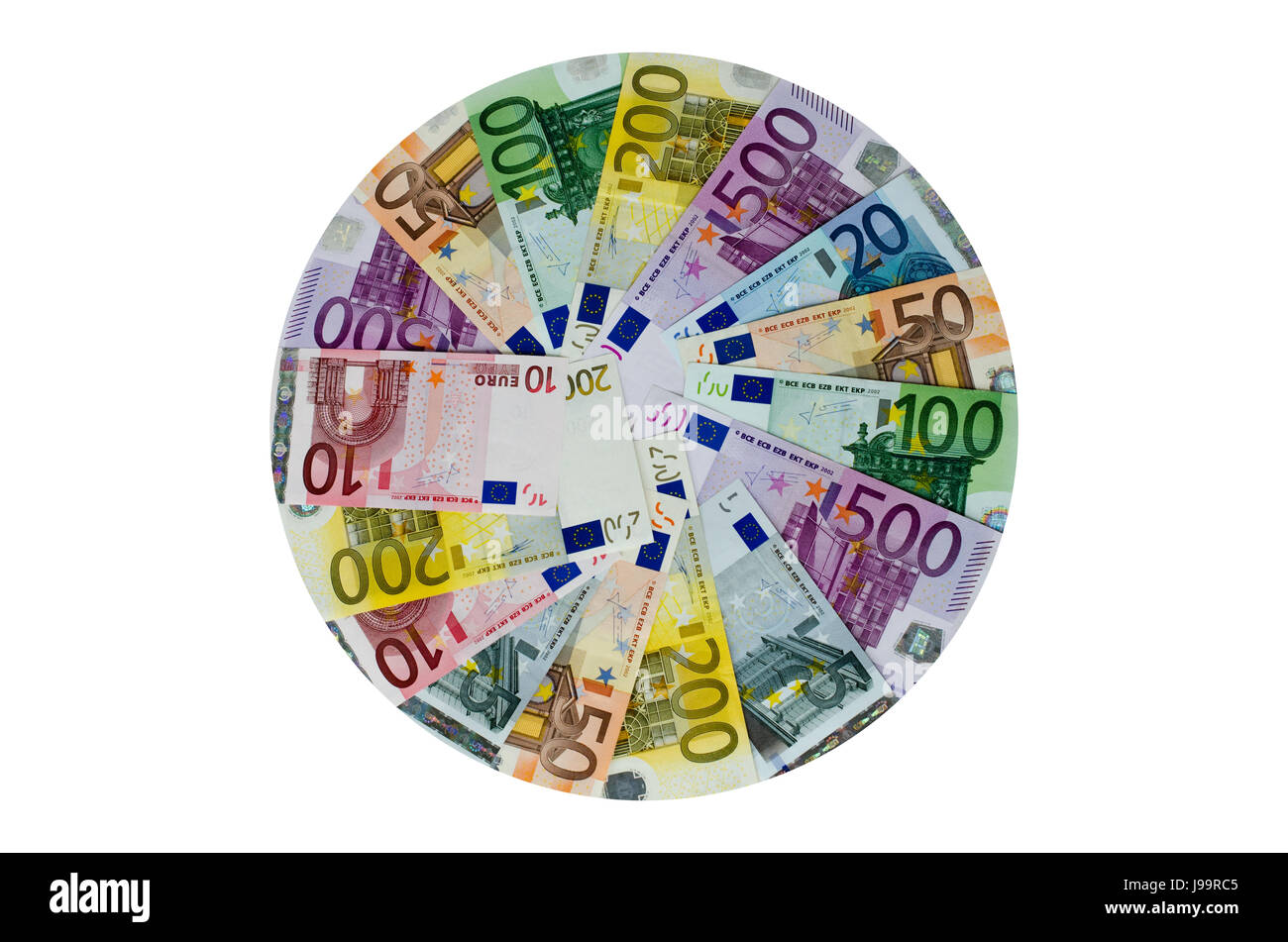 banknotes in a pie chart Stock Photo - Alamy