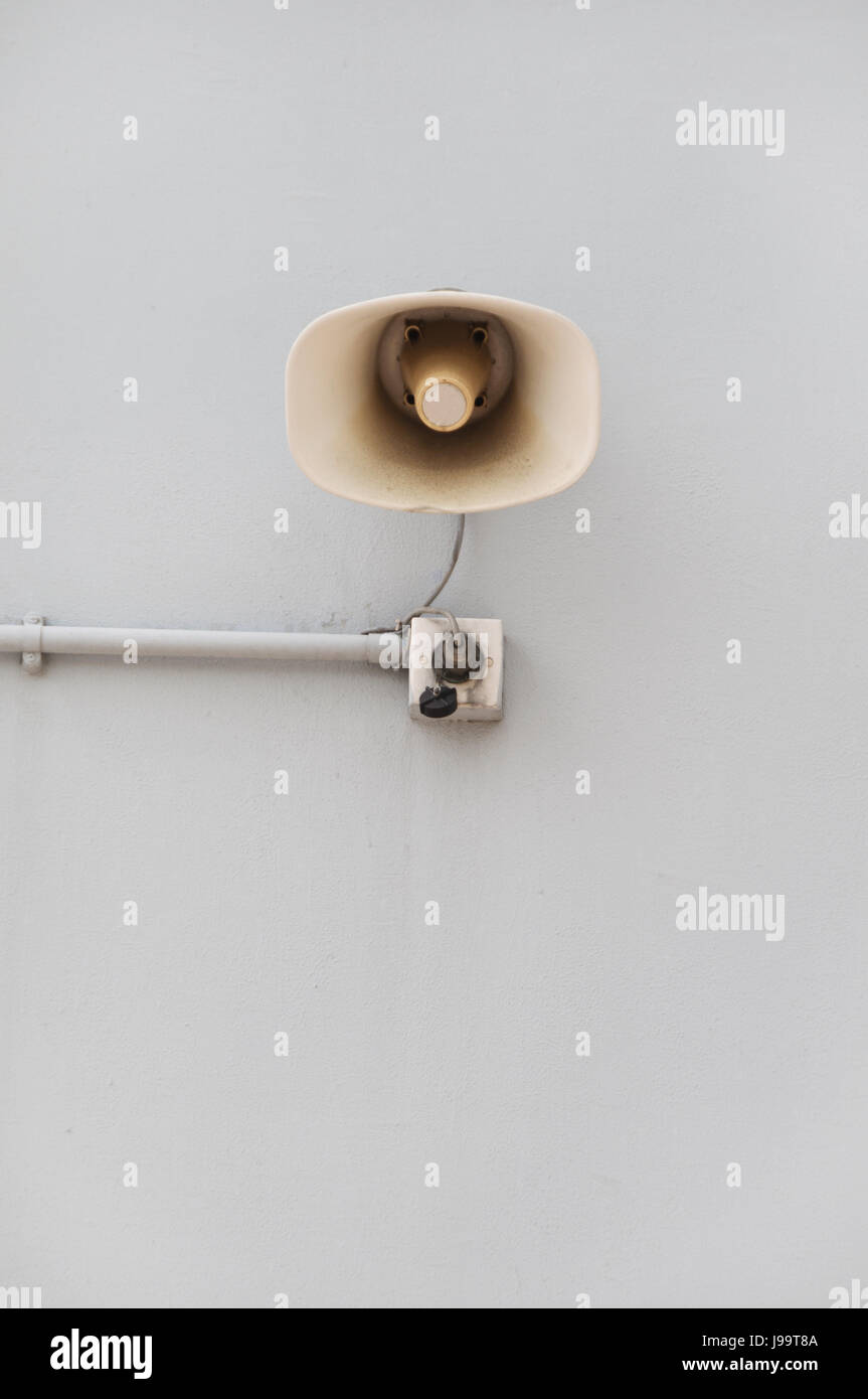 loudspeaker, speaker, megaphone, public, wall, communication, outdoor ...