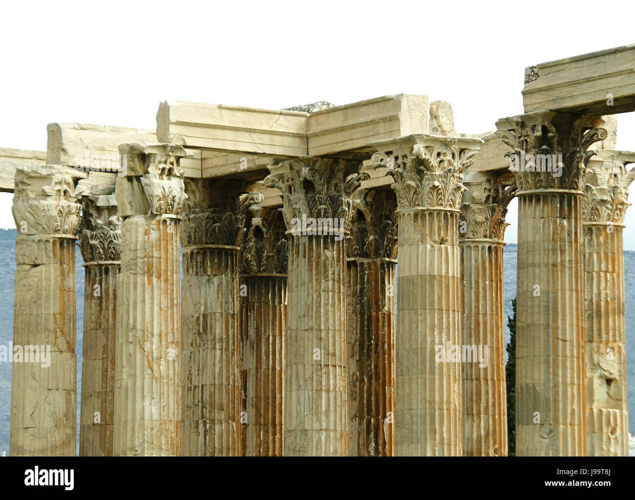 Corinthian Columns detail of The Temple of Olympian Zeus in Athens ...