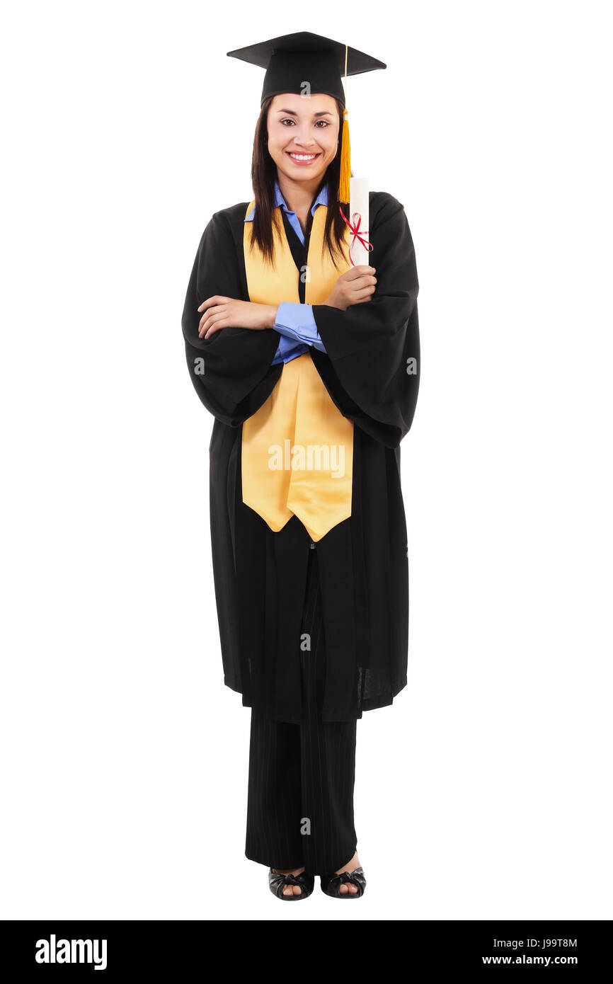 woman, isolated, female, student, graduation, graduate, white, woman ...