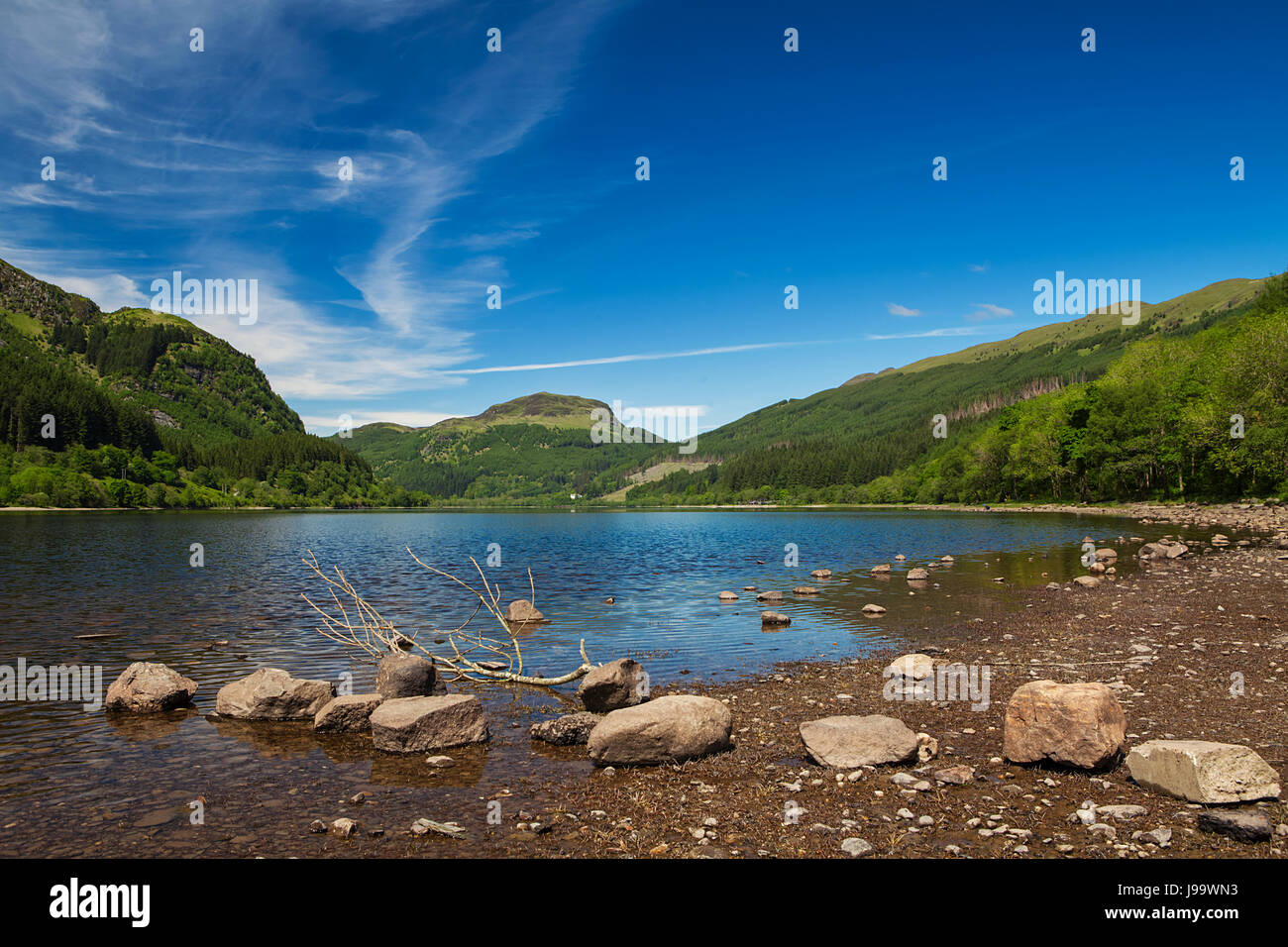View of Loch Lubnaig and Ben Ledi near Callandar in Perthshire Scotland, Typical scotish ...