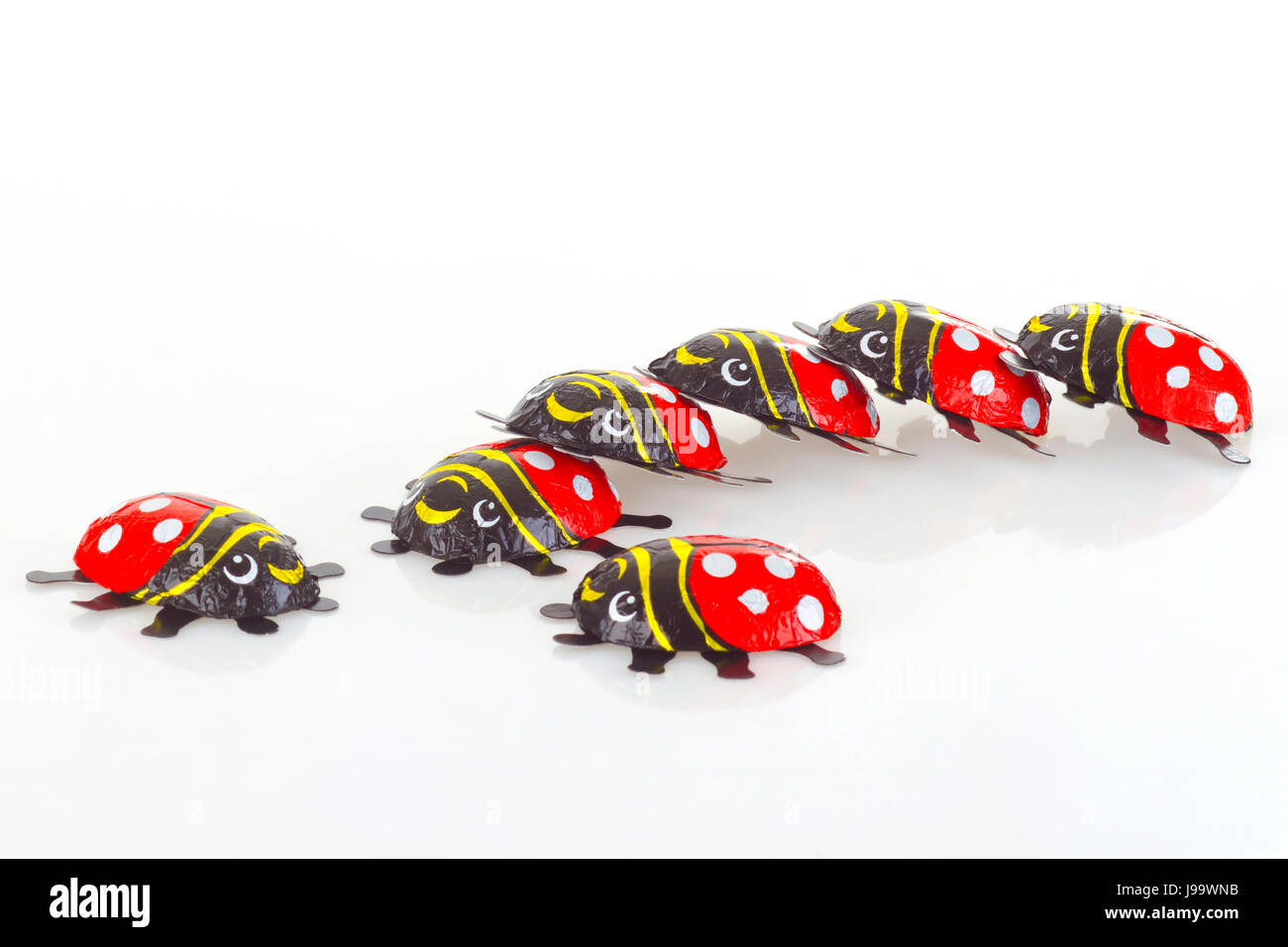 Chocolate ladybug on white background Stock Photo - Alamy