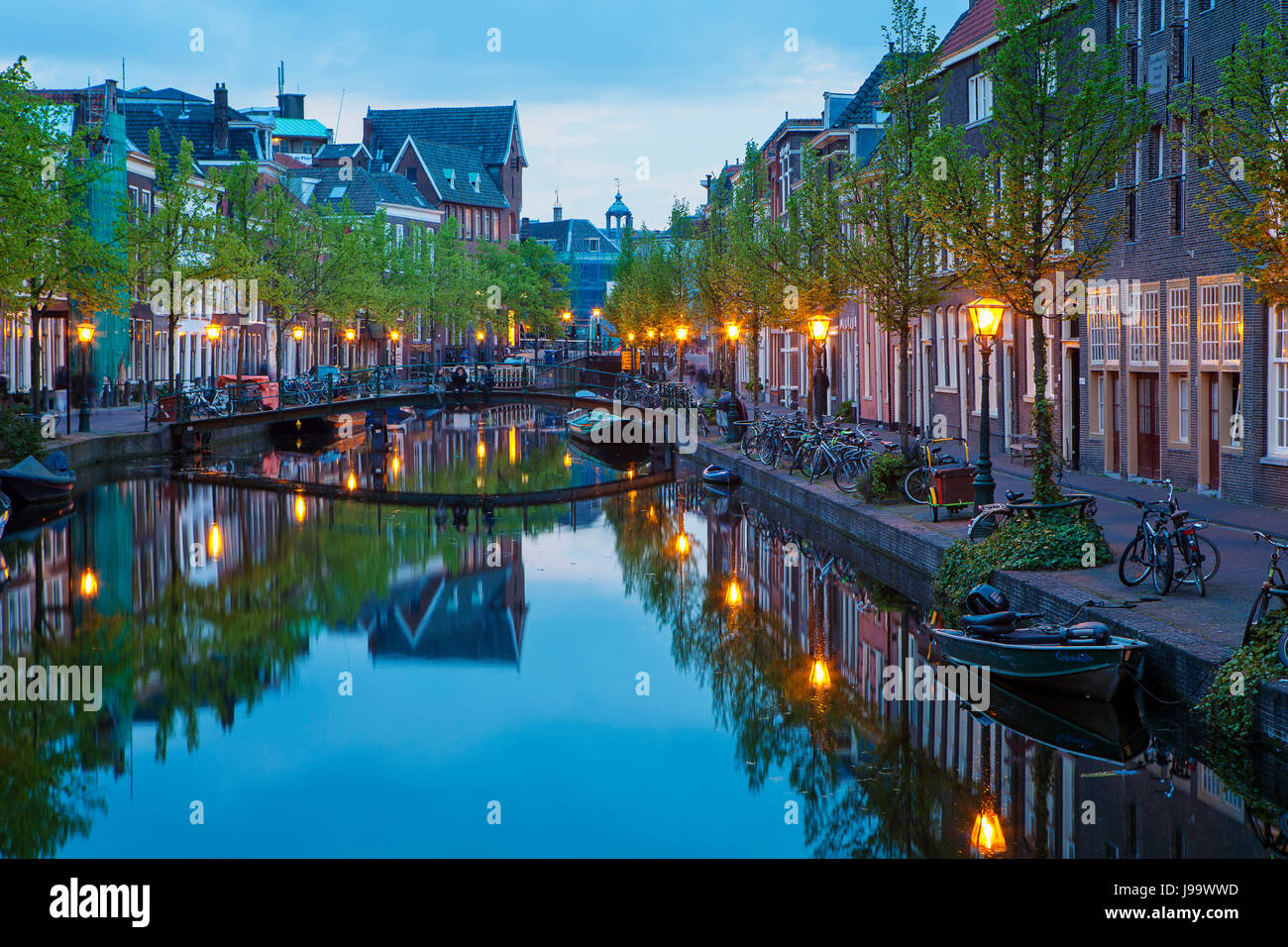 Leiden by night, town in Netherlands, May 2017 Stock Photo - Alamy