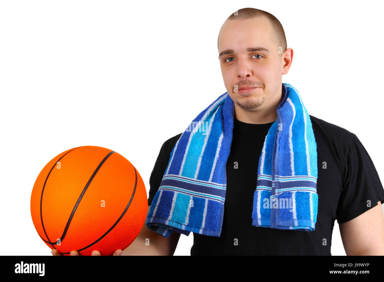 Young athletic man with basketball on white background Stock Photo - Alamy
