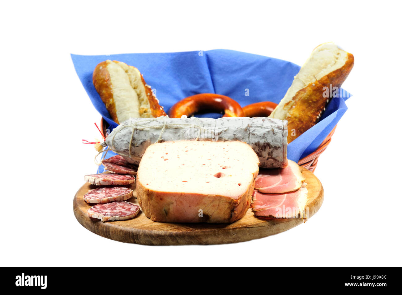 basket, shelf, discs, garlic, salami, blue, snack time, salt, basket ...