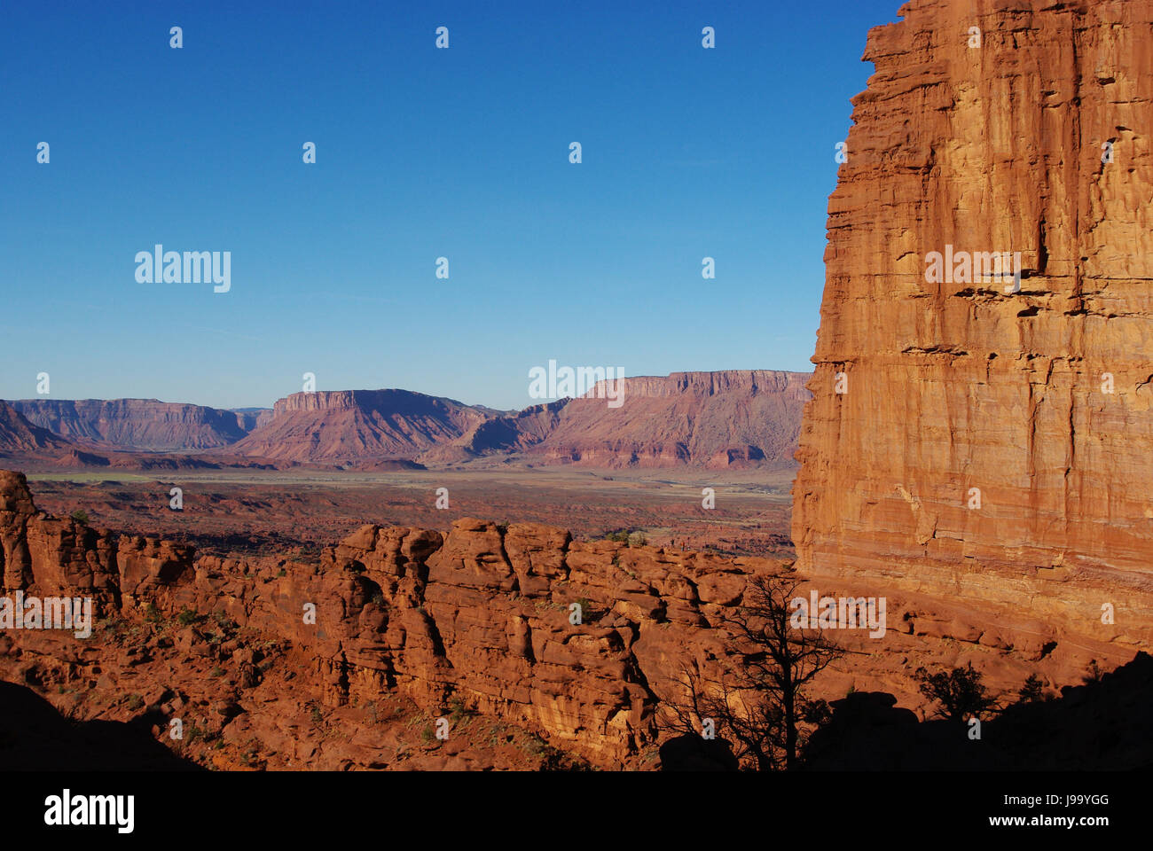 blue, rock, orange, firmament, sky, unclouded, cloudless, wall, blue ...