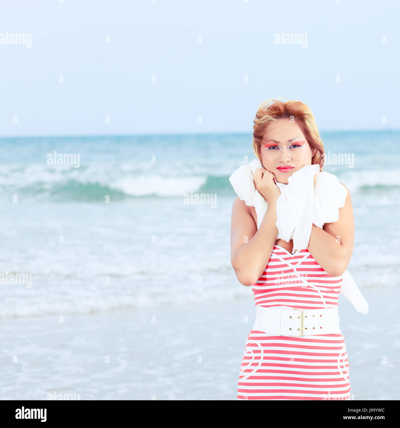 woman, face, beach, seaside, the beach, seashore, summer, summerly ...