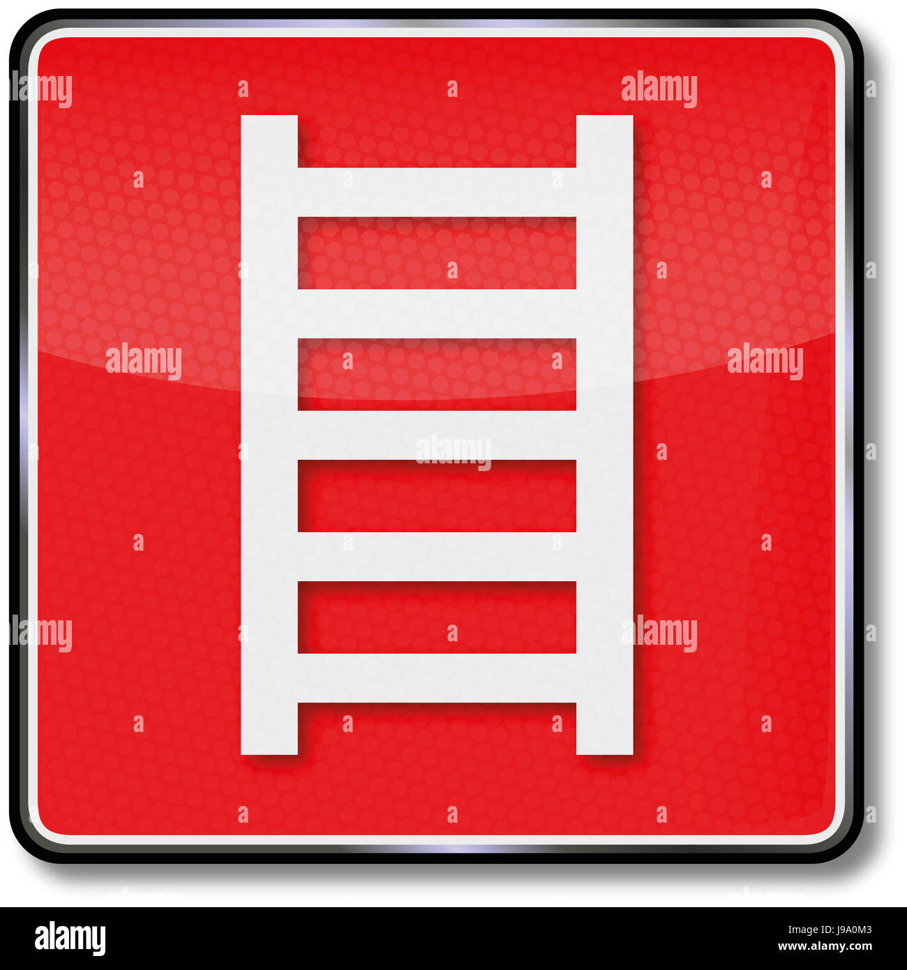 fire safety signs for an escape route with ladder Stock Photo - Alamy