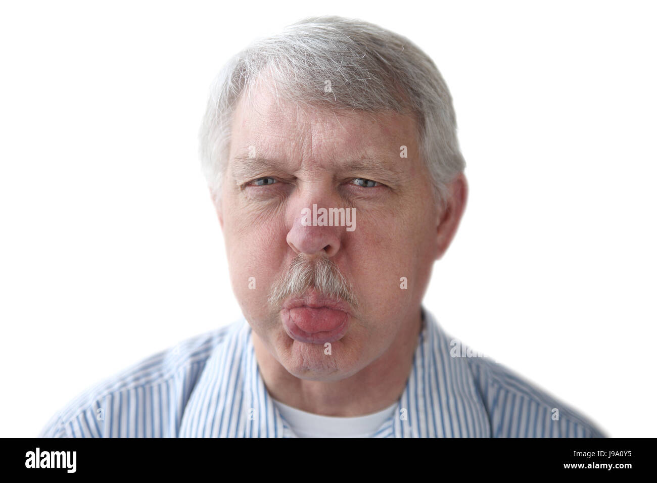 mouth, tongue, face, put down, expression, raspberry, man, senior ...
