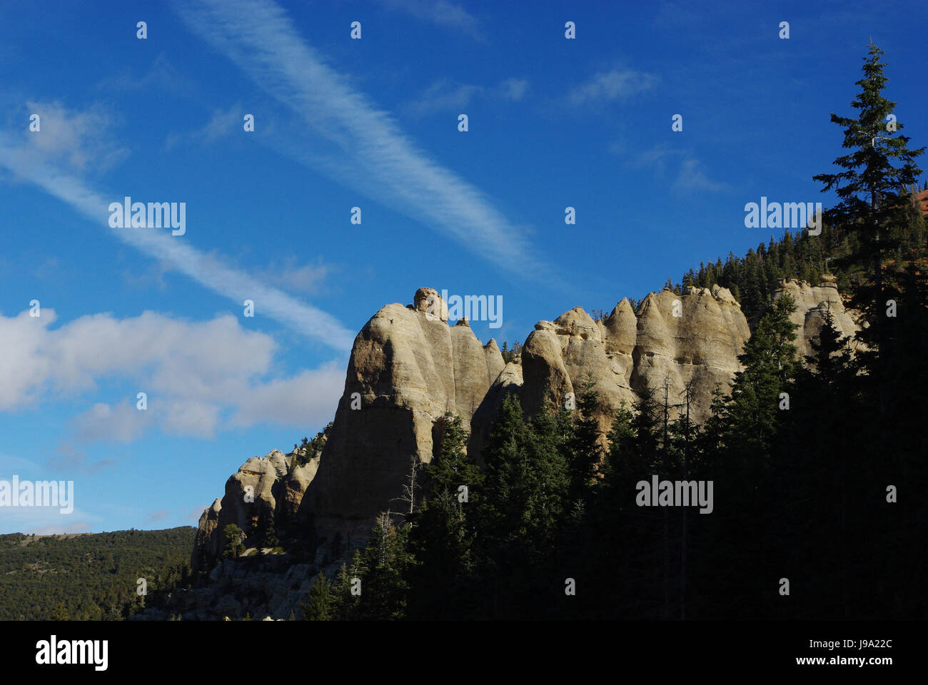 blue, rock, deep blue, firmament, sky, unclouded, cloudless, blue, tree ...