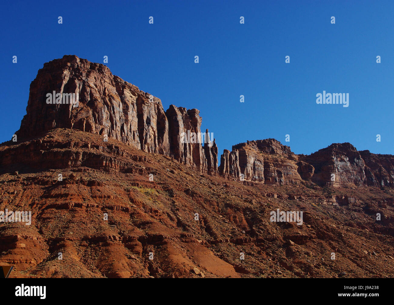 blue, desert, wasteland, rock, brick red, firmament, sky, unclouded ...