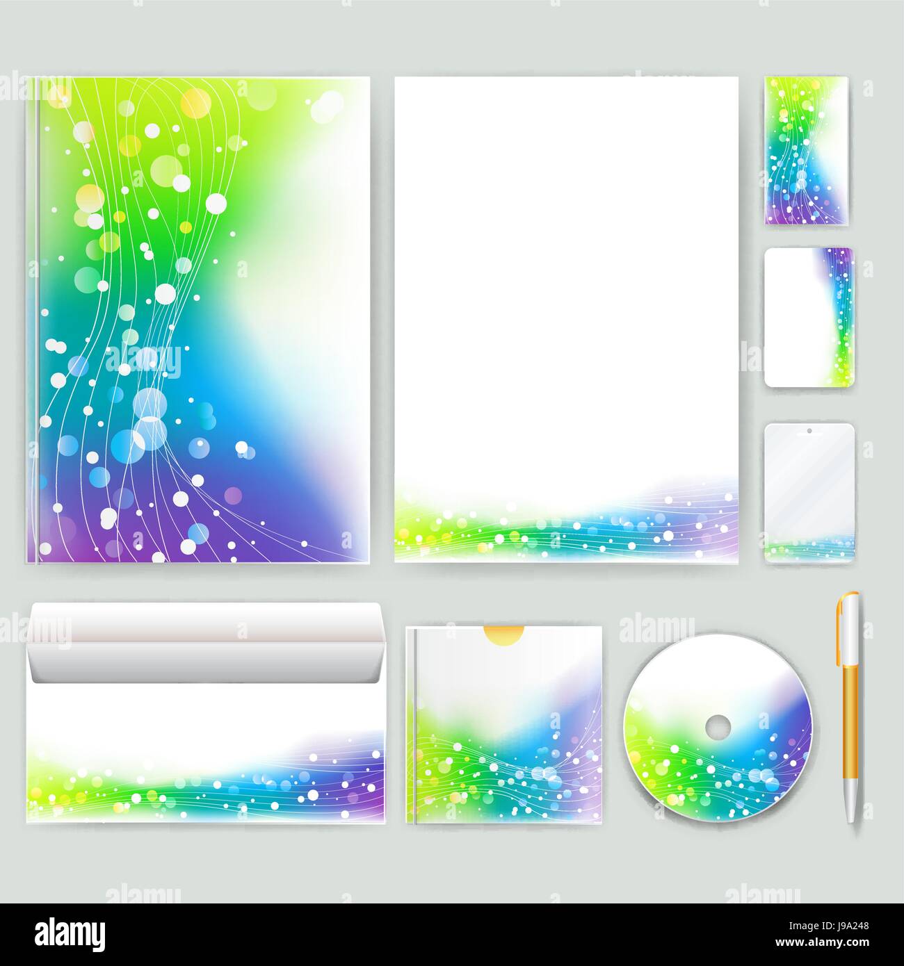 Corporate identity template with color elements. Vector company ...