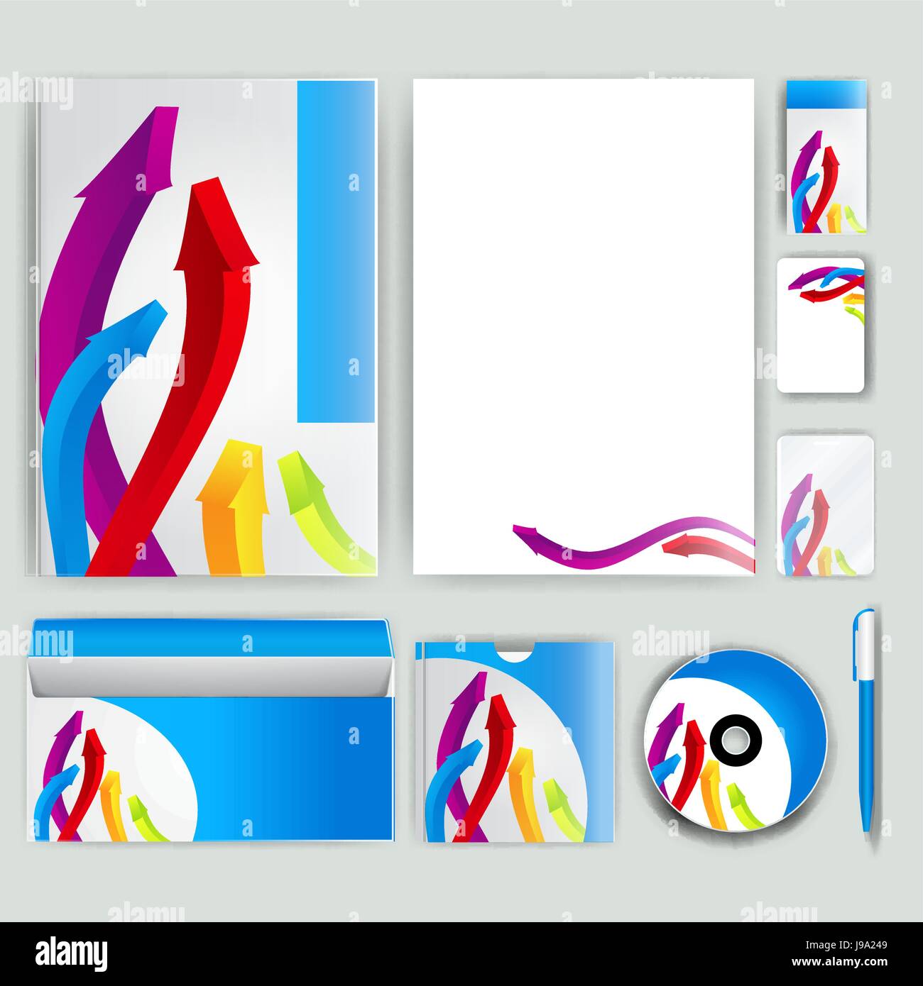 Corporate identity template with color elements. Vector company ...