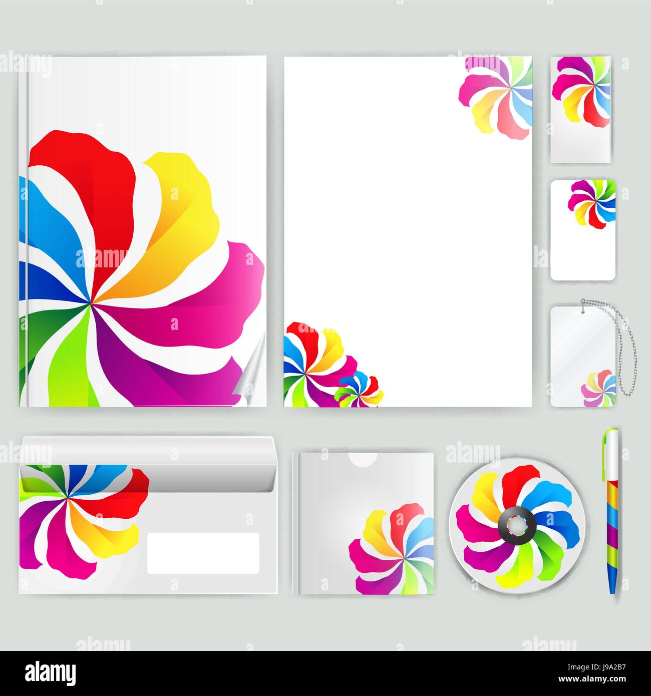 Corporate identity template with color elements. Vector company ...