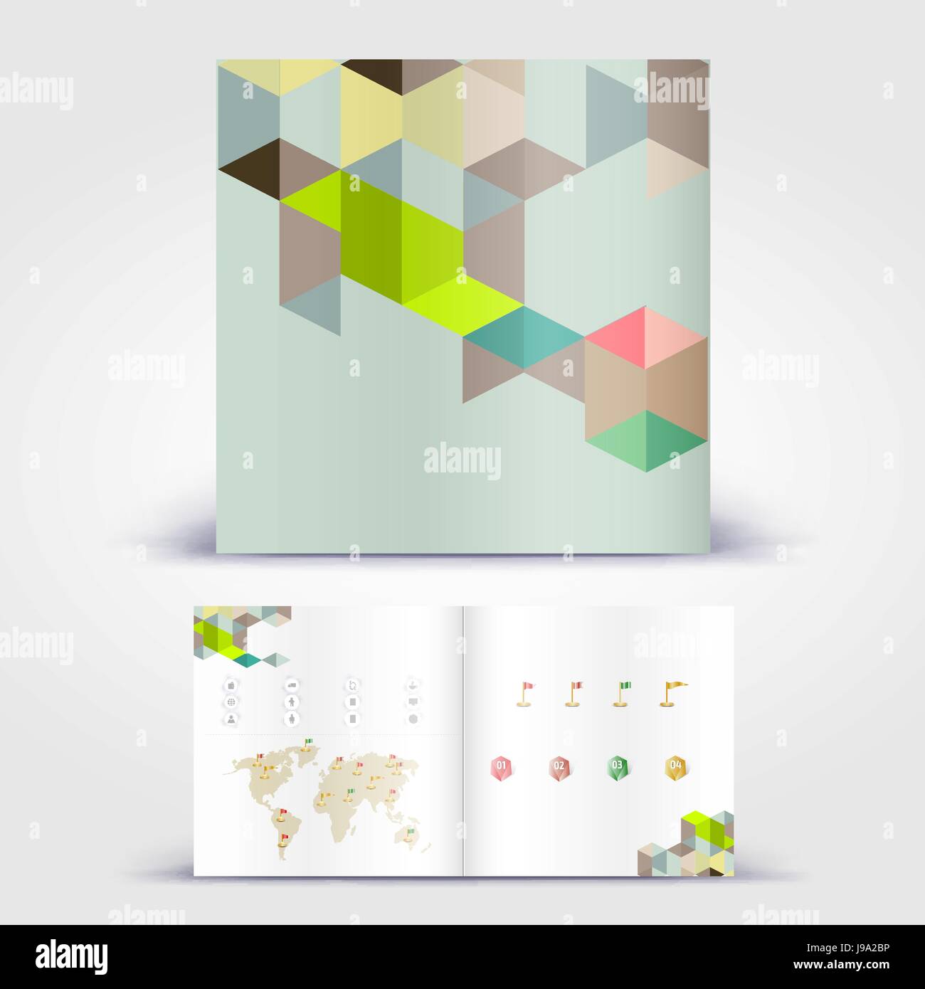 Corporate booklet promotion template with color elements. Vector ...
