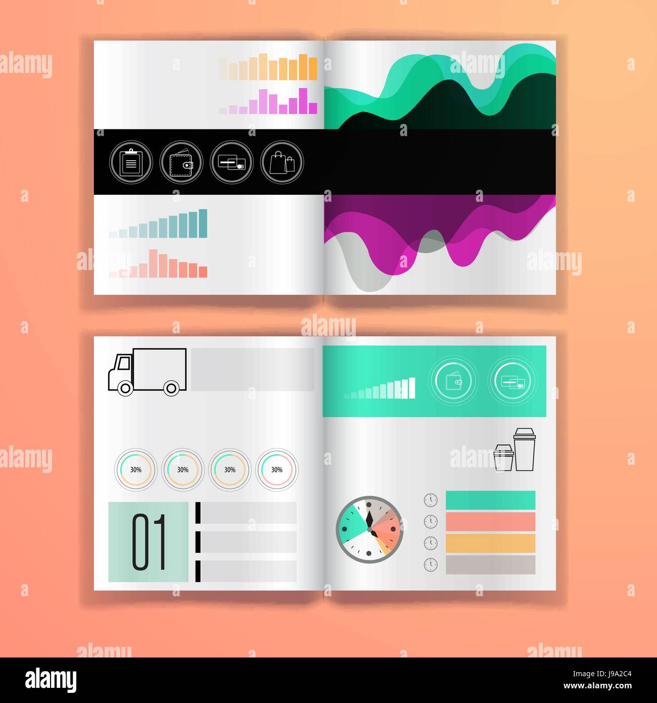 Corporate booklet promotion template with color elements. Vector ...