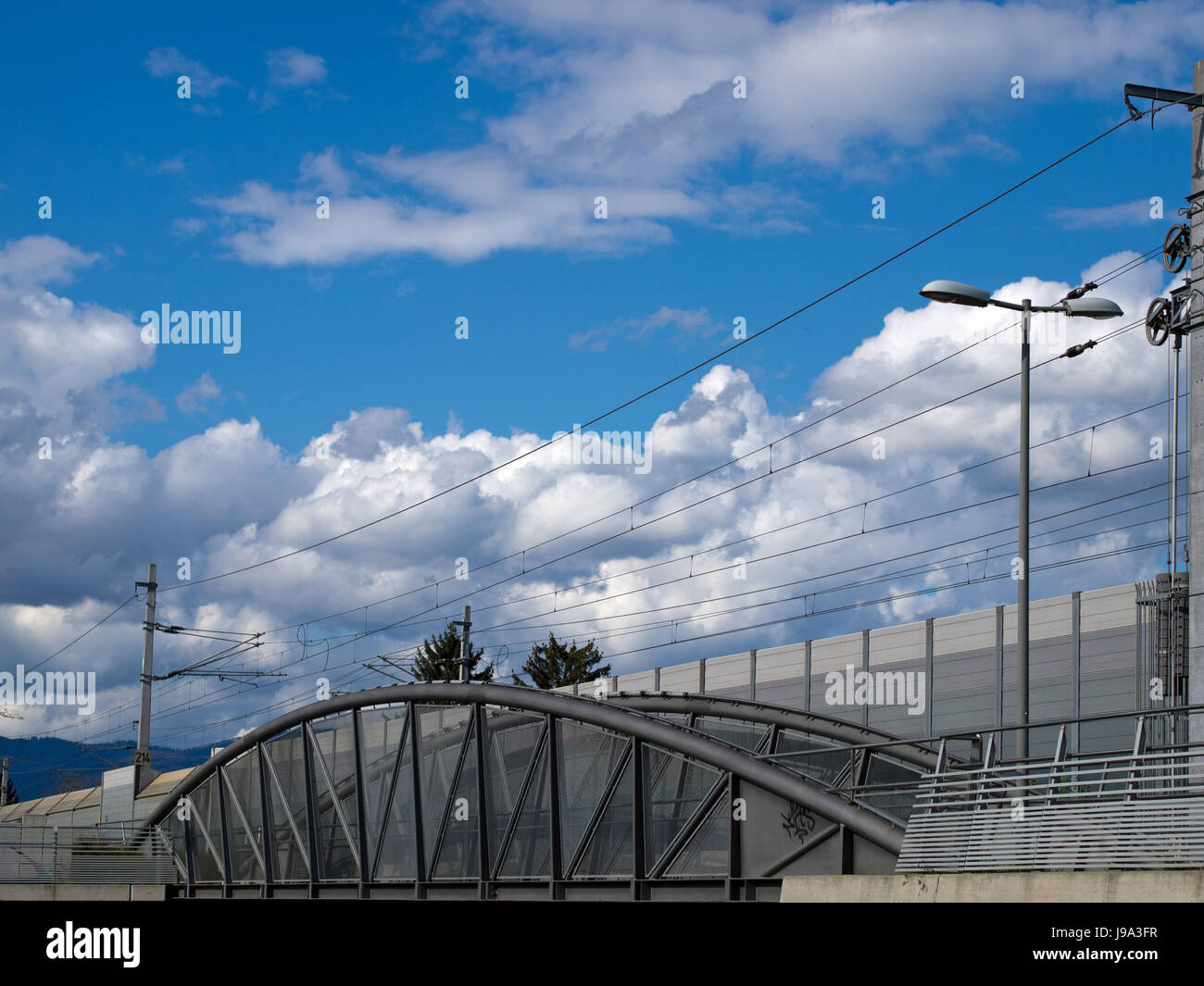 bridge, lights, railing, firmament, sky, clouds, bridge, lights ...