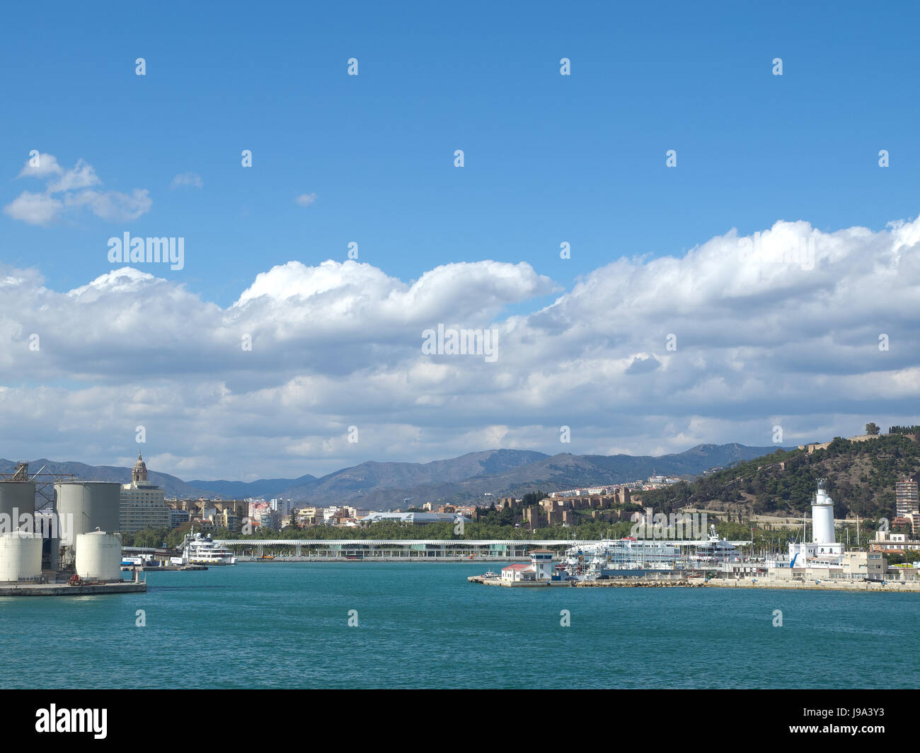 spain, harbor, harbours, andalusia, tower, mountains, ships, sailing ...