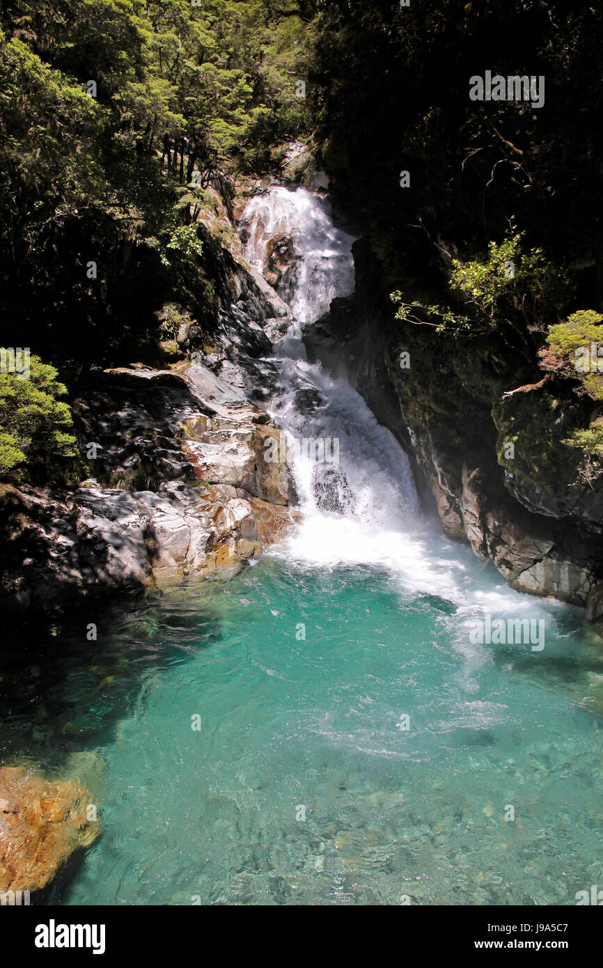waterfall at the milford road Stock Photo - Alamy