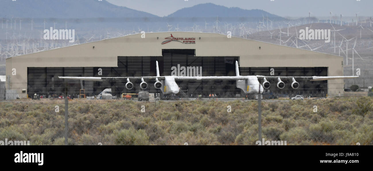 May 31, 2017. Mojave Ca. Paul Allen's Stratolaunch carrier makes it's ...