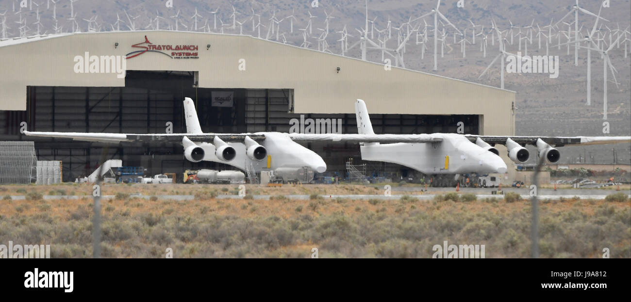 May 31, 2017. Mojave Ca. Paul Allen's Stratolaunch carrier makes it's ...