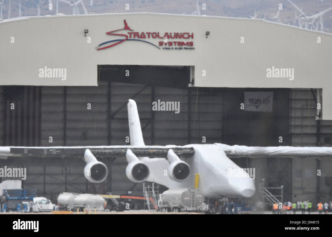 May 31, 2017. Mojave Ca. Paul Allen's Stratolaunch carrier makes it's ...
