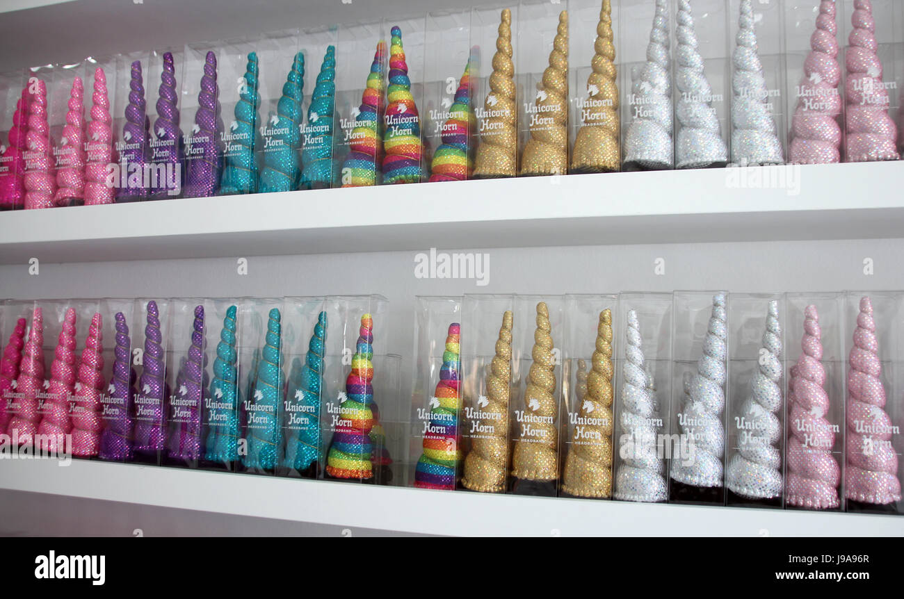 New York, USA. 26th May, 2017. Unicorn horns for sale at a store in ...
