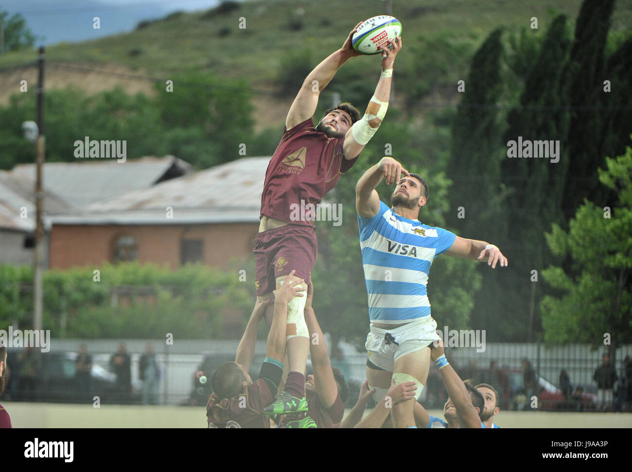 Tbilisi, Georgia. 31st May, 2017. Georgia's Beka Saghinadze (L) vies ...