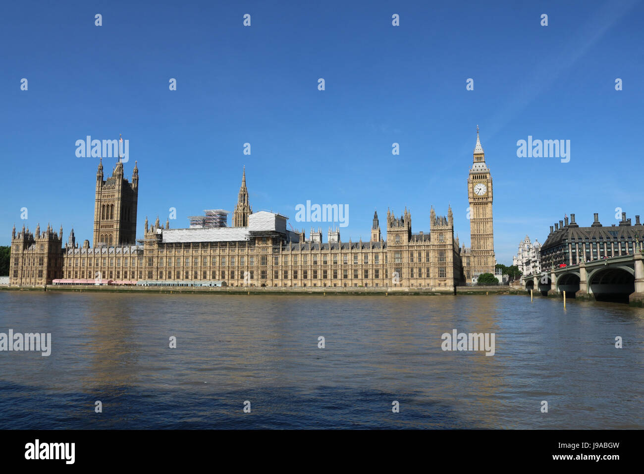 London, UK. 1st June, 2017. Big Ben tower and Palace of Westminster ...