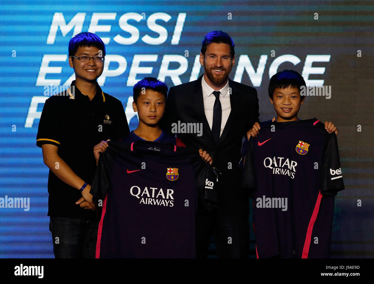 Beijing, China. 1st June, 2017. FC Barcelona's striker Lionel Messi(2nd ...