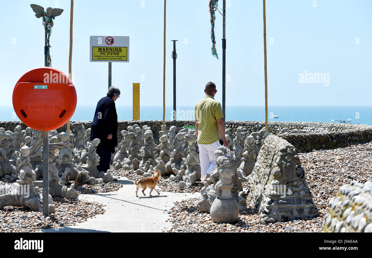 Brighton, UK. 1st June, 2017. Visitors walk through an art installation ...