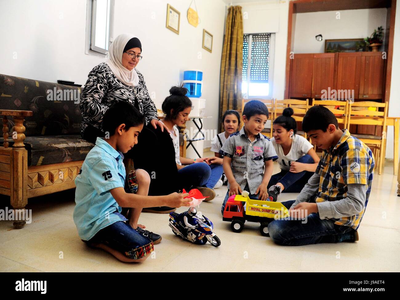 Damascus, Syria. 1st June, 2017. Homeless children play in their ...
