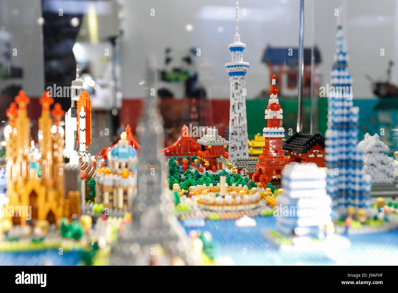 World famous buildings made by nano blocks on display at the ...