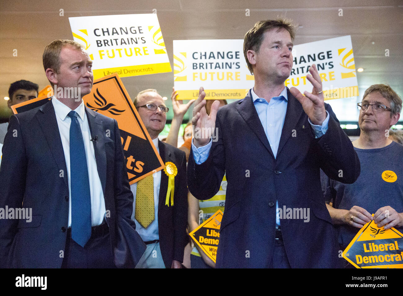 Kingston, UK. 1st June, 2017. Nick Clegg speaks about the threat of Brexit to the NHS, including ...