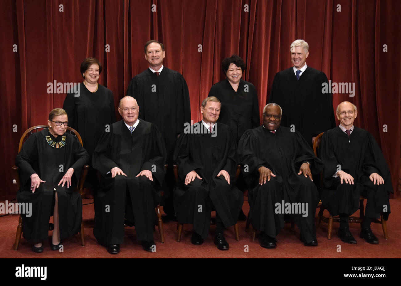 Members of the US Supreme Court pose for a group photograph at the ...