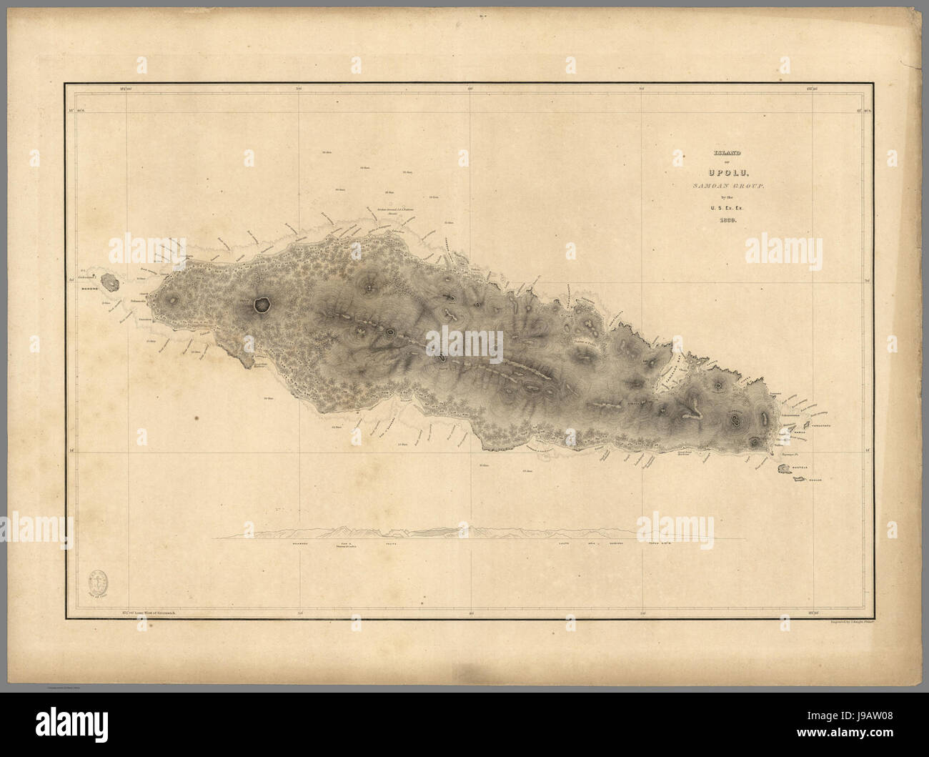 Upolu map, US Ex. Ex., 1839 Stock Photo - Alamy