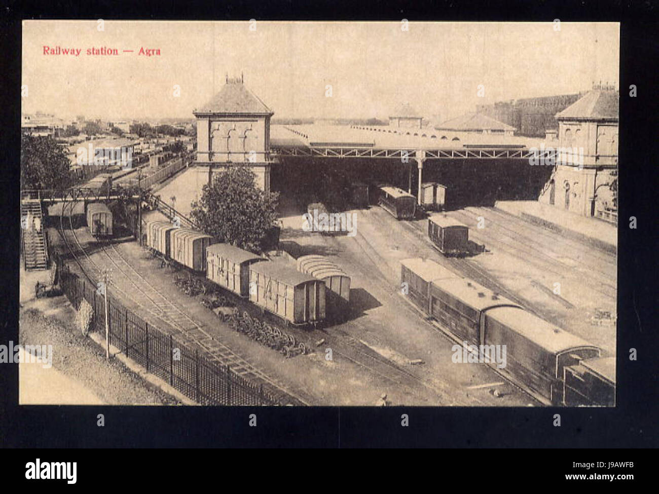 Vintage postcard of Agra Railway Station Stock Photo - Alamy