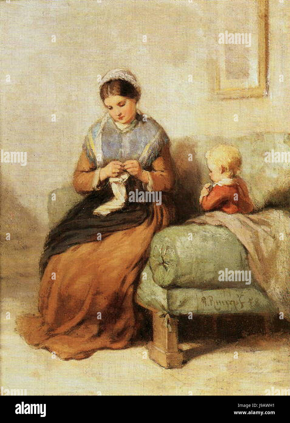 Peter Philipp Rumpf Mutter und Kind auf dem Sofa 1858 Stock Photo - Alamy