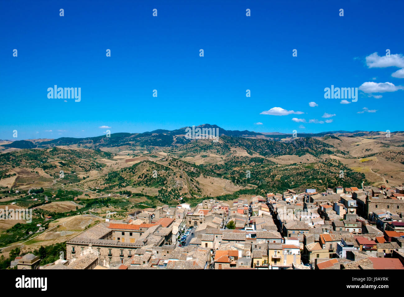 city, town, hill, country, sicily, landscape, scenery, countryside ...