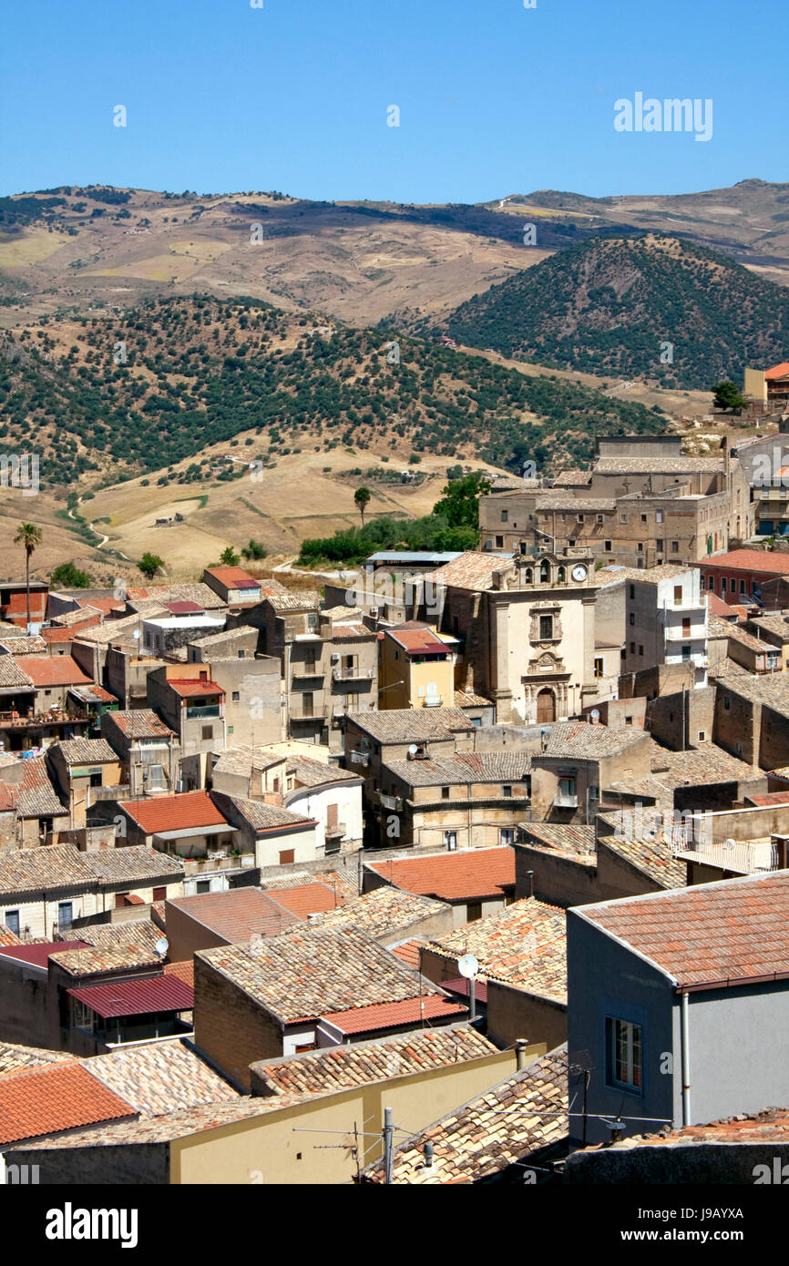 city, town, hill, country, sicily, landscape, scenery, countryside ...