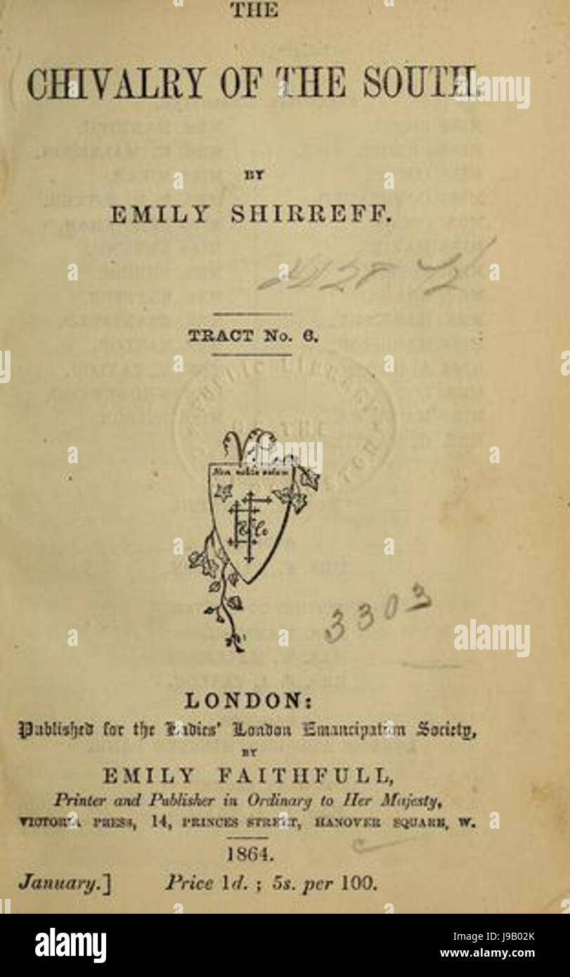 The Chivalry of the South by Emily Shirreff Stock Photo - Alamy