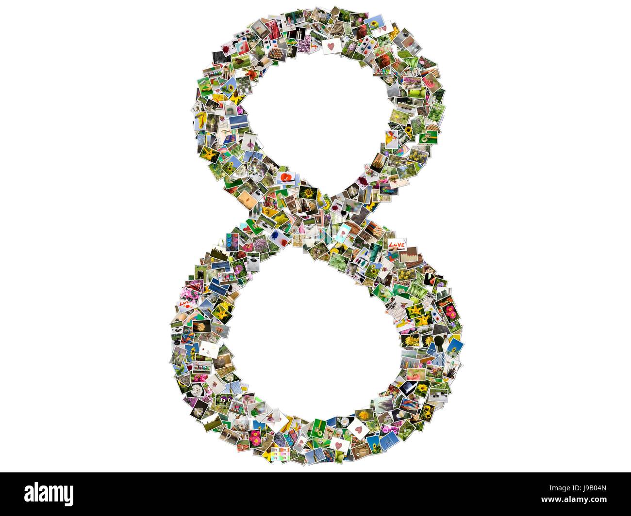 eight, collage, photos, number, postcards, images, photo, picture ...