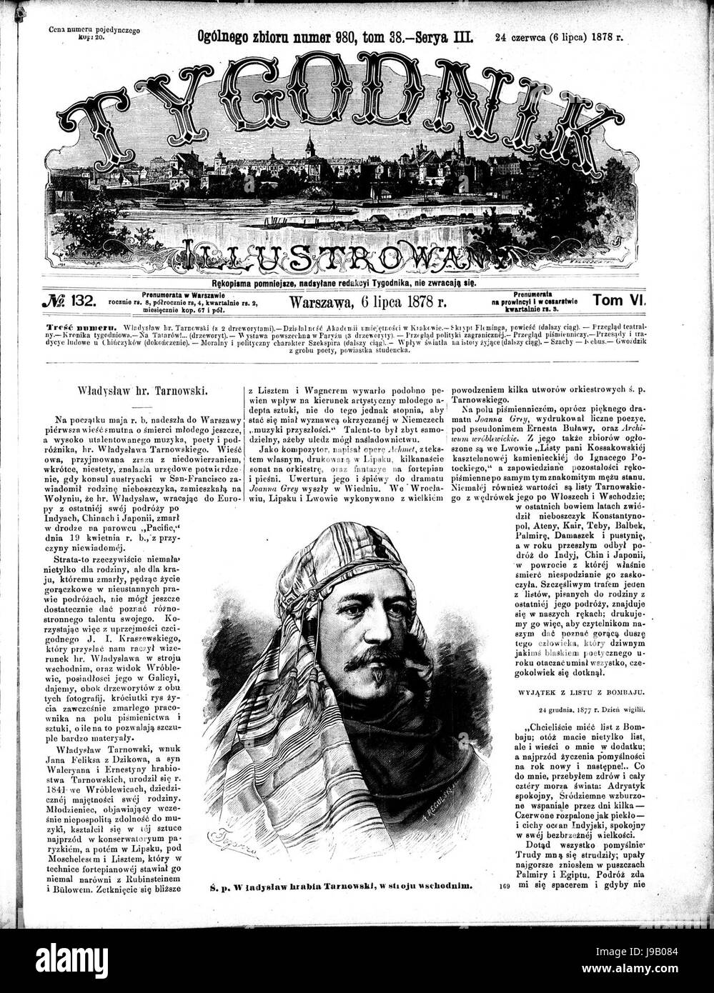 Tygodnik Illustrowany, Seria 3, t.6, nr 132 (6 lipca 1878) str01 Stock ...