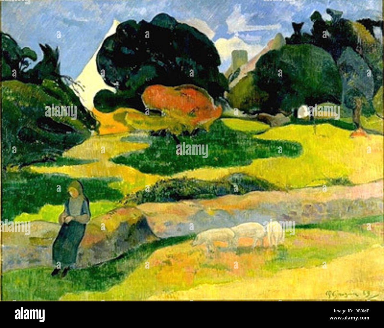 PaulGauguin 1889 Girl Keeping Watch over Livestock Stock Photo - Alamy