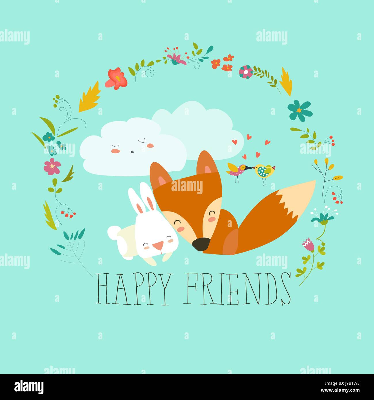 Happy friends. Fox,rabbit Stock Vector Image & Art - Alamy
