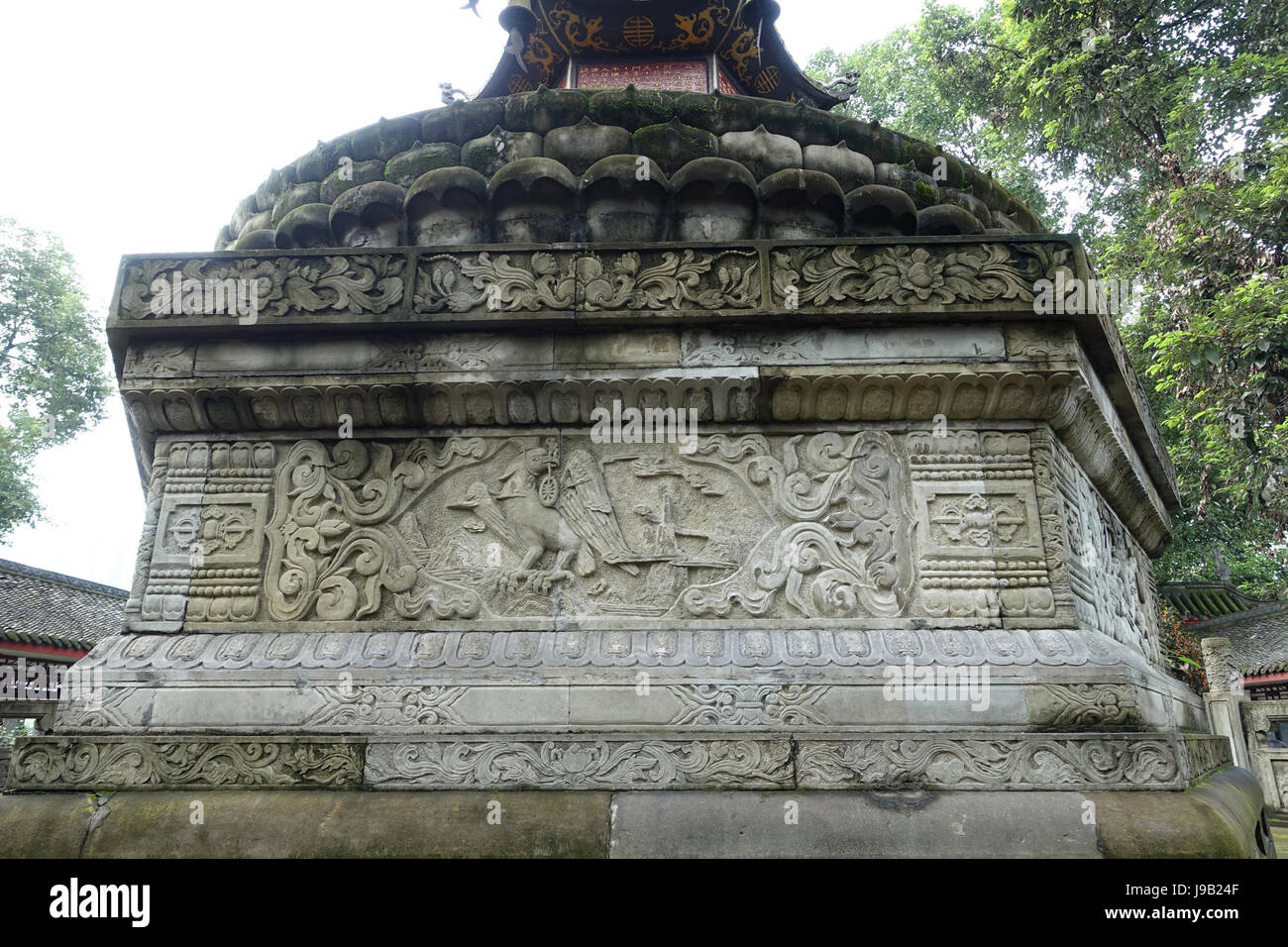 Thousand Buddha Pagoda base, side 1 of 6 Wenshu Monastery Chengdu ...