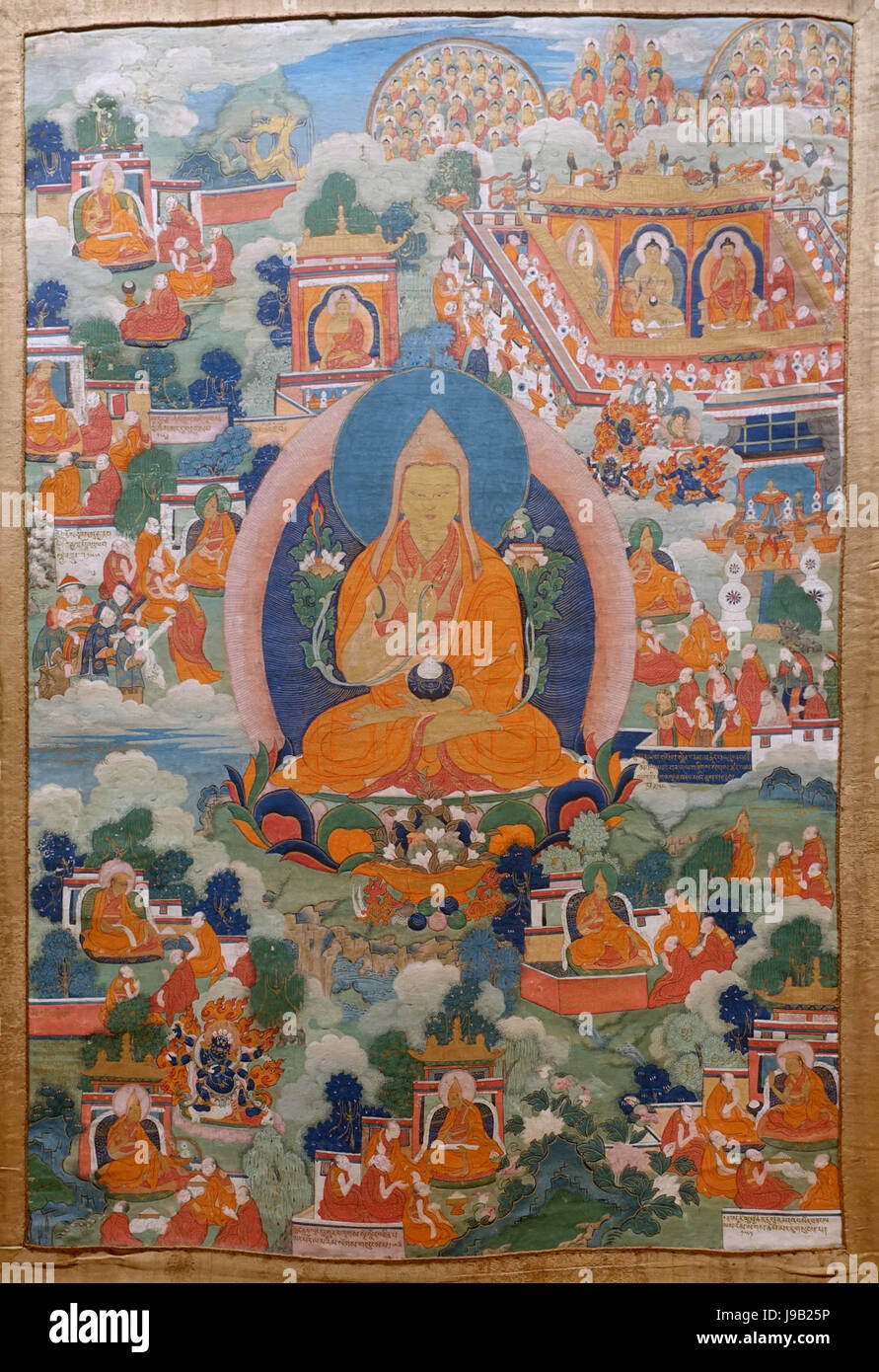 Tsong kha pa, 1644 1911 AD, thangka Sichuan University Museum Chengdu ...